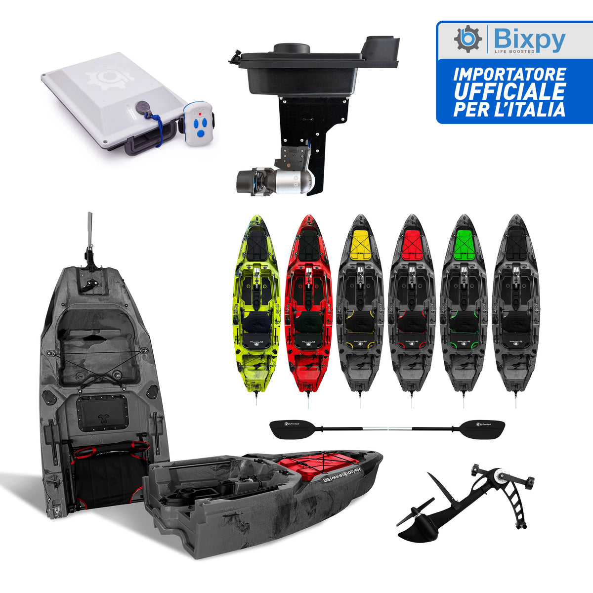 canoa monoposto divisibile a pedali con elica BIG MAMA KAYAK TRIKEN 33 ...